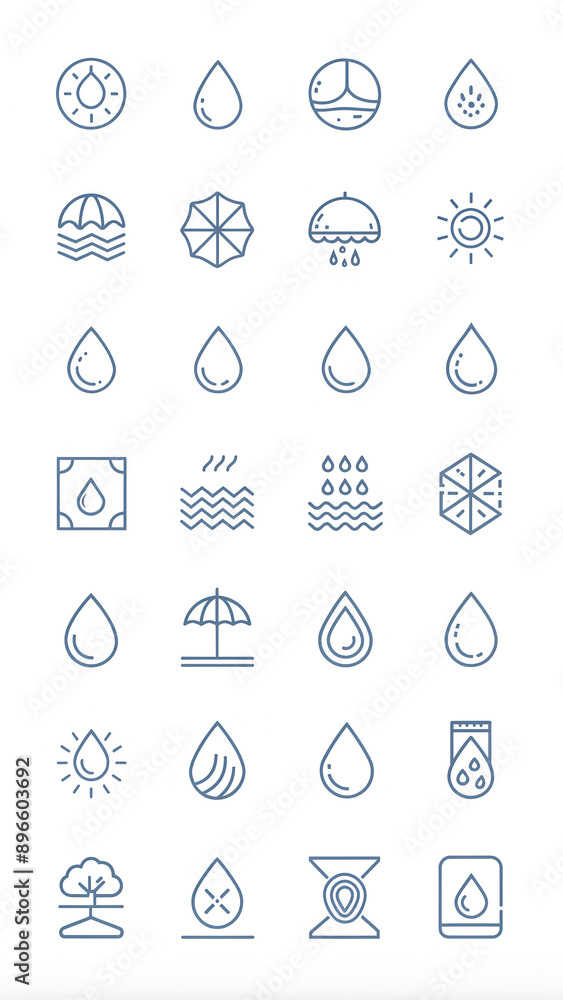 Waterproof vector line icon set. Contains linear outline icons like ...
