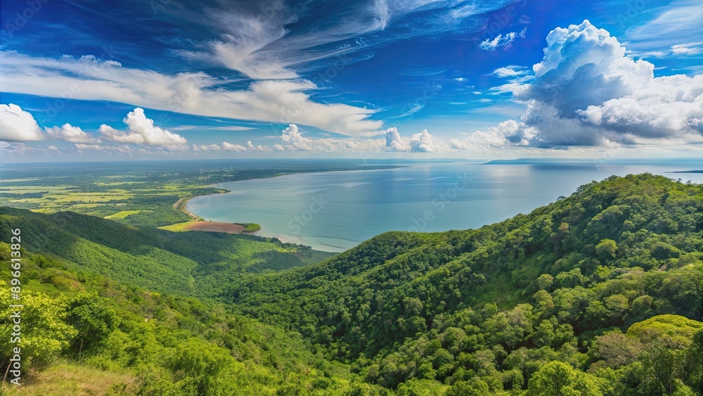 Panoramic view of the Gulf of Siam from Bokor National Park in Cambodia ...