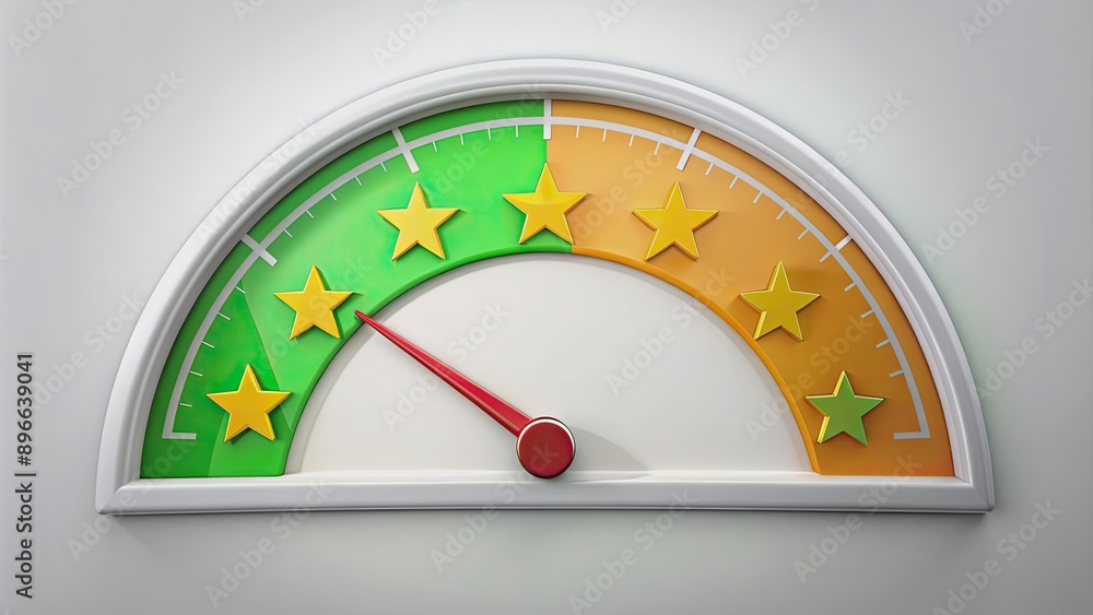 Meter displaying high customer satisfaction ratings, customer ...