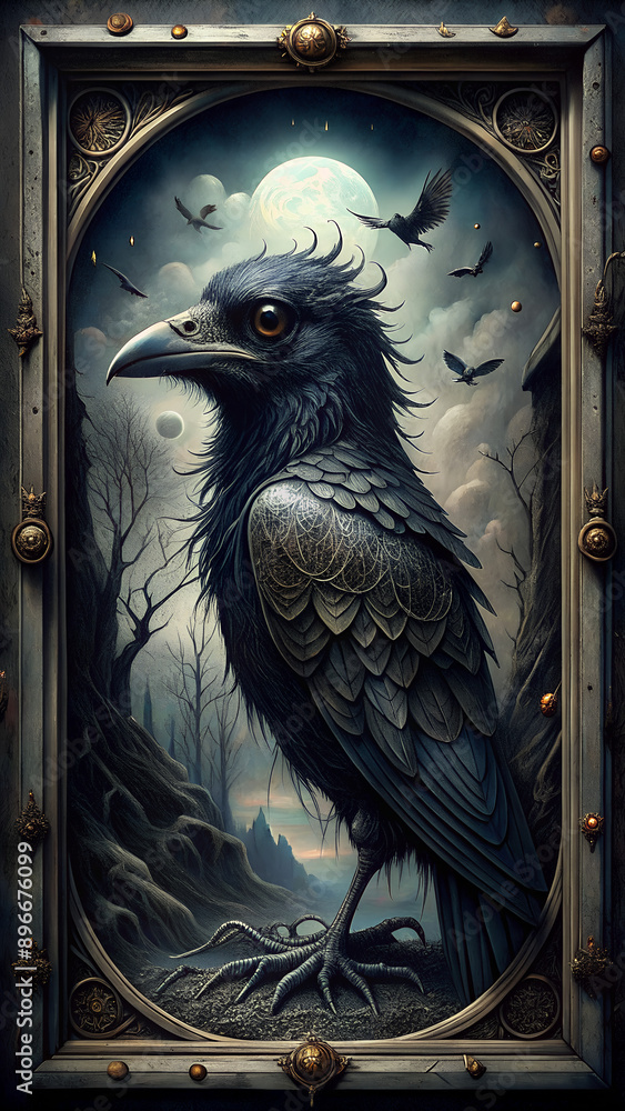 Poe's raven animated fog blackbird, crow, poetic moody dark emo misty ...