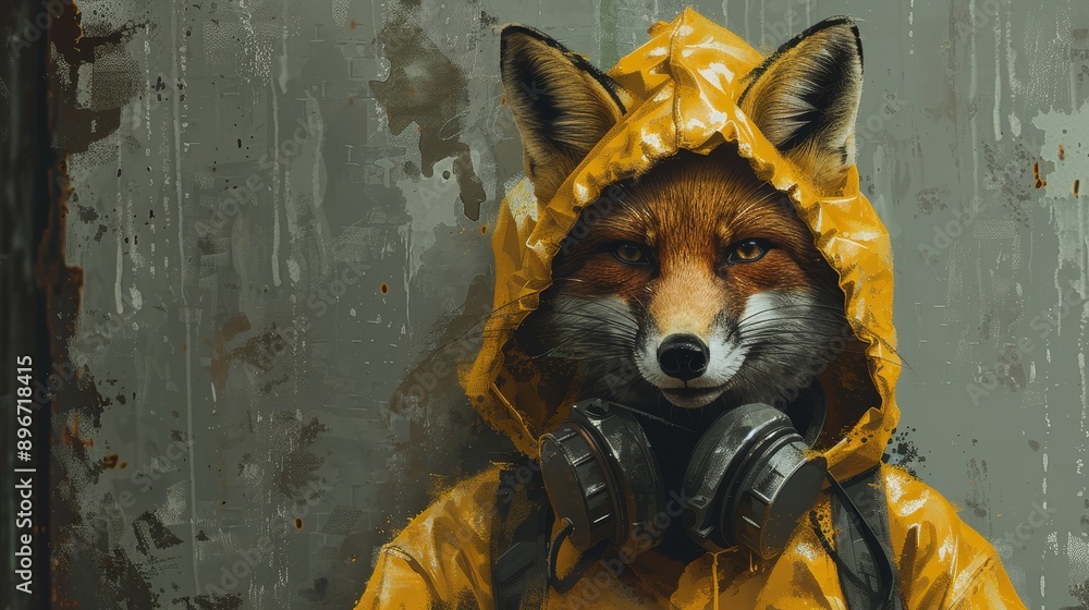 Fox in a hazmat suit collecting evidence, a curious and unusual scene ...