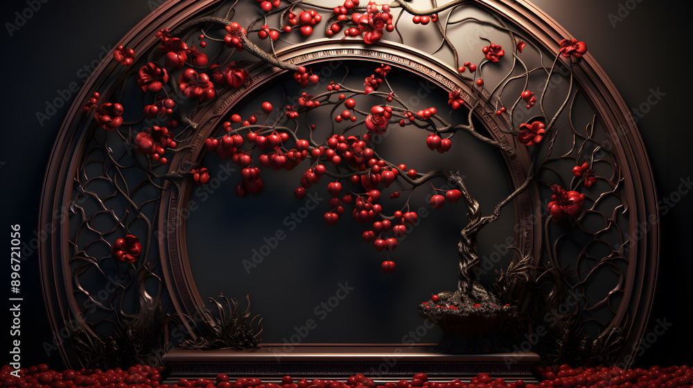 mythical tomb for halloween with baroque rose and vine, clean concept ...