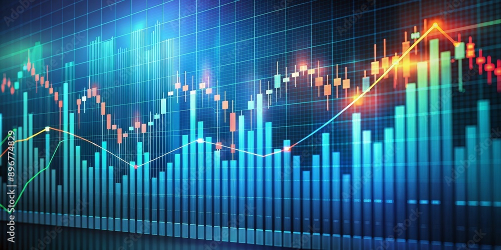 Financial market chart with various indicators and trend lines, stock ...