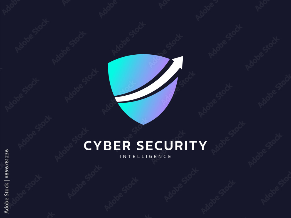 Cyber security intelligence data protection shield with Growth Arrow up ...