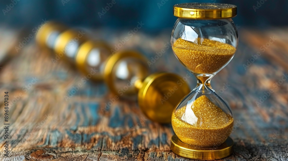 Elegant hourglass with flowing sand symbolizes the passage of time and ...