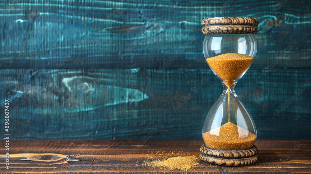 hourglass with flowing sand symbolizes the passage of time and life's ...