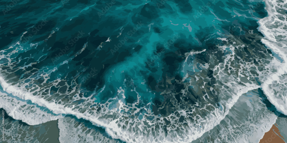 Abstract blue ocean sea surface water wave and curve line background ...