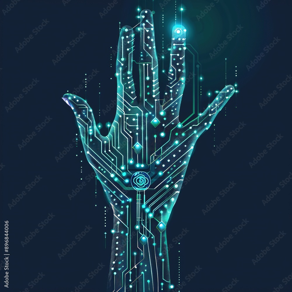 flat vector graphics illustration against a blue neon Light background ...