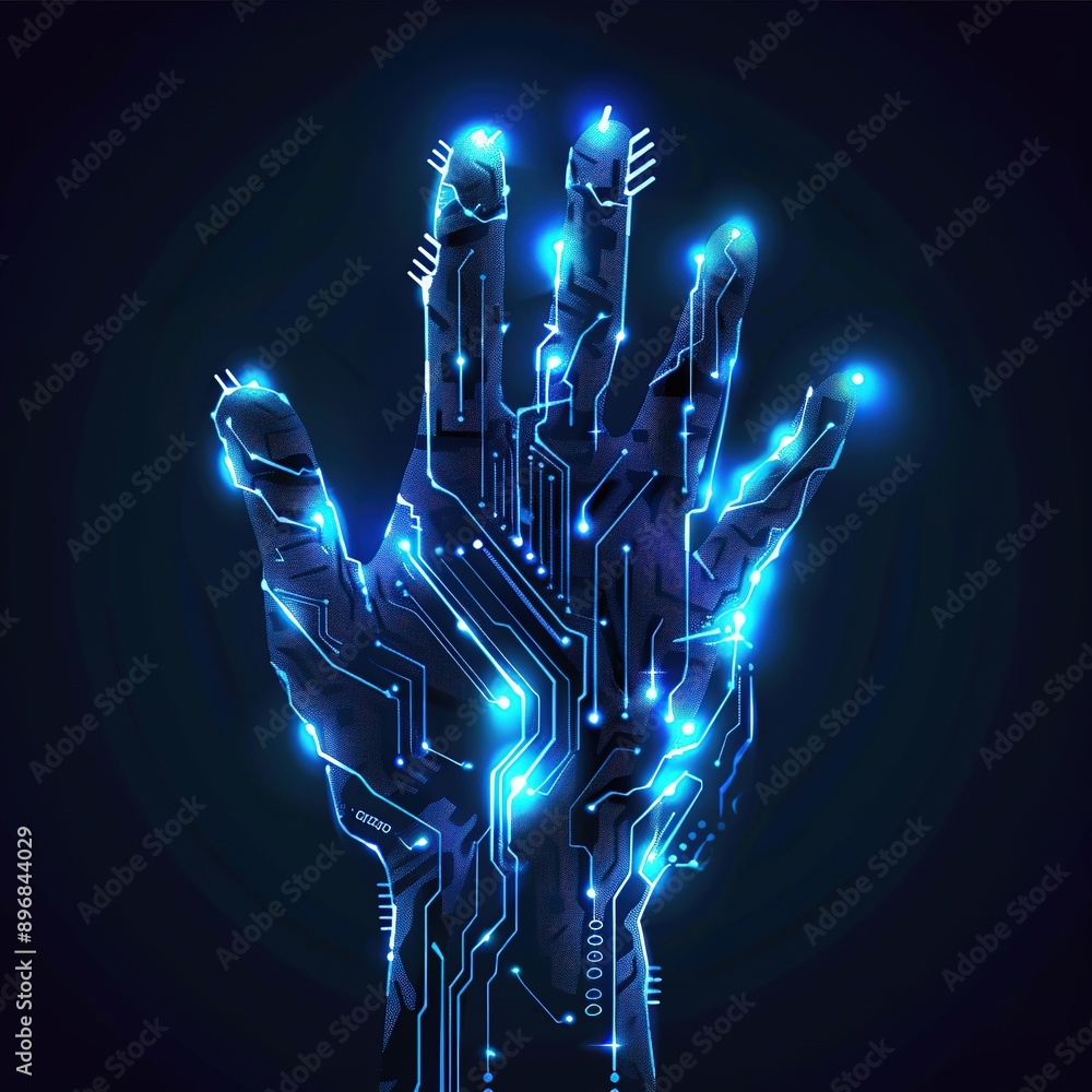 flat vector graphics illustration against a blue neon Light background ...