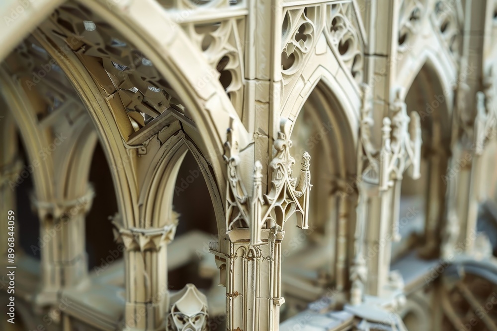 Detailed view of a miniature gothic structure model, showcasing ...