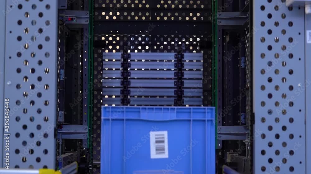 Automatic smart warehouse logistics basket or plastic box container on ...