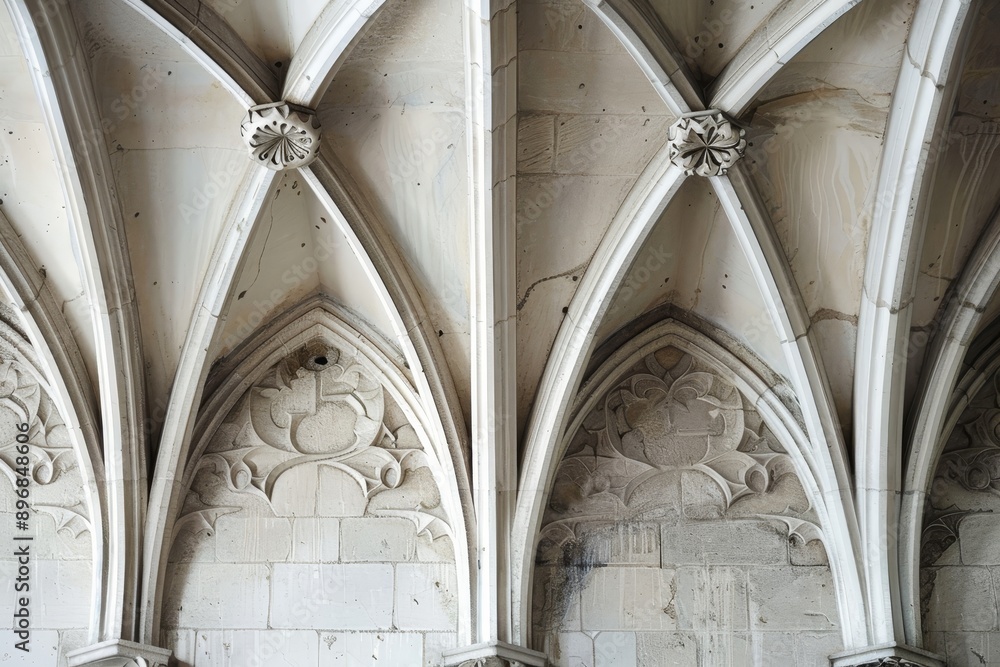 Detailed view of the intricate white arches on a building, showcasing ...