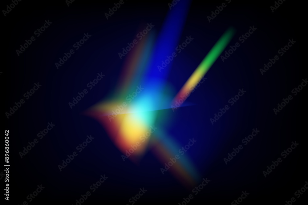 Rainbow lens flare effect on crystal glass or camera film filter with ...