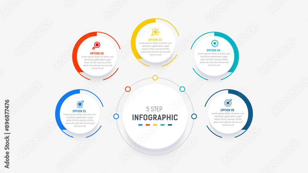 Five Step Infographic design element template for presentation. info ...