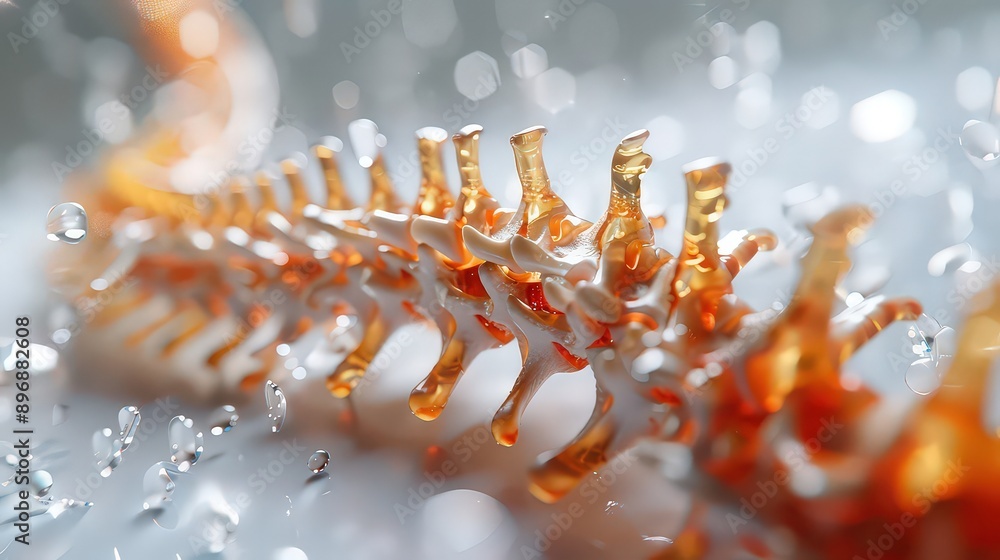 detailed 3D rendering of the human spinal cord, including vertebrae ...