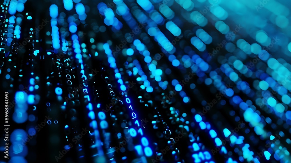 Dynamic Binary Code Background with Vibrant Colors for Technology and Data Visualization Stock ...