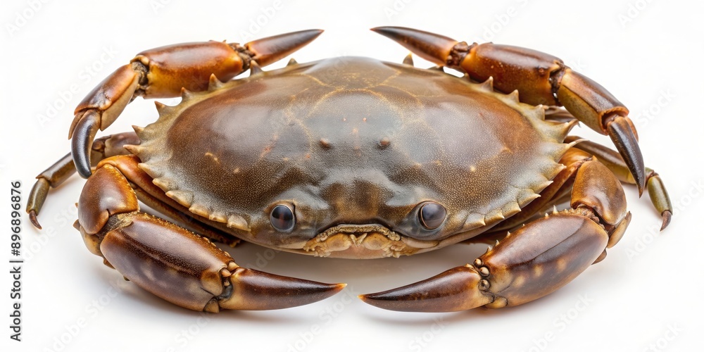 Round oval carapace of Serrated Mud Crab on white background, Serrated Mud Crab, fresh crab ...