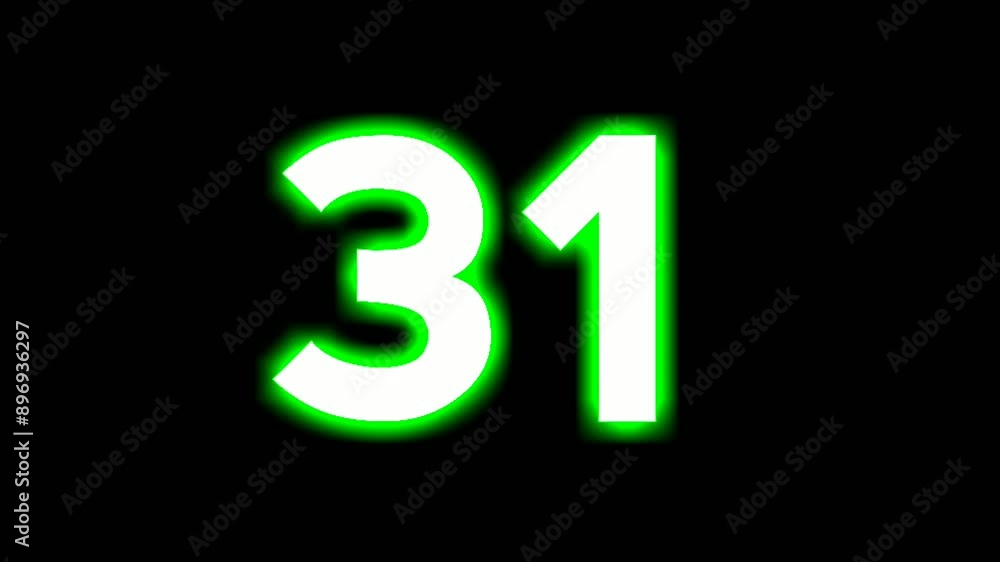 Neon number 31 thirty one sign symbol modern animation motion graphics ...