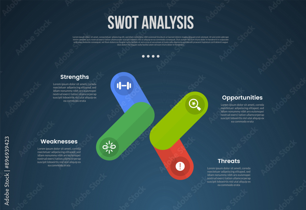 SWOT business analysis infographic template with creative round ...