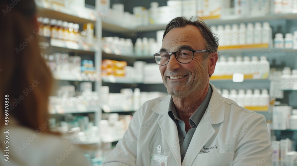 Pharmacy specialist: male pharmacist, demonstrating professionalism and ...