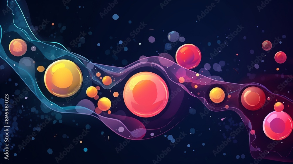 Abstract vector illustration of bubbled fluid particle flow ...