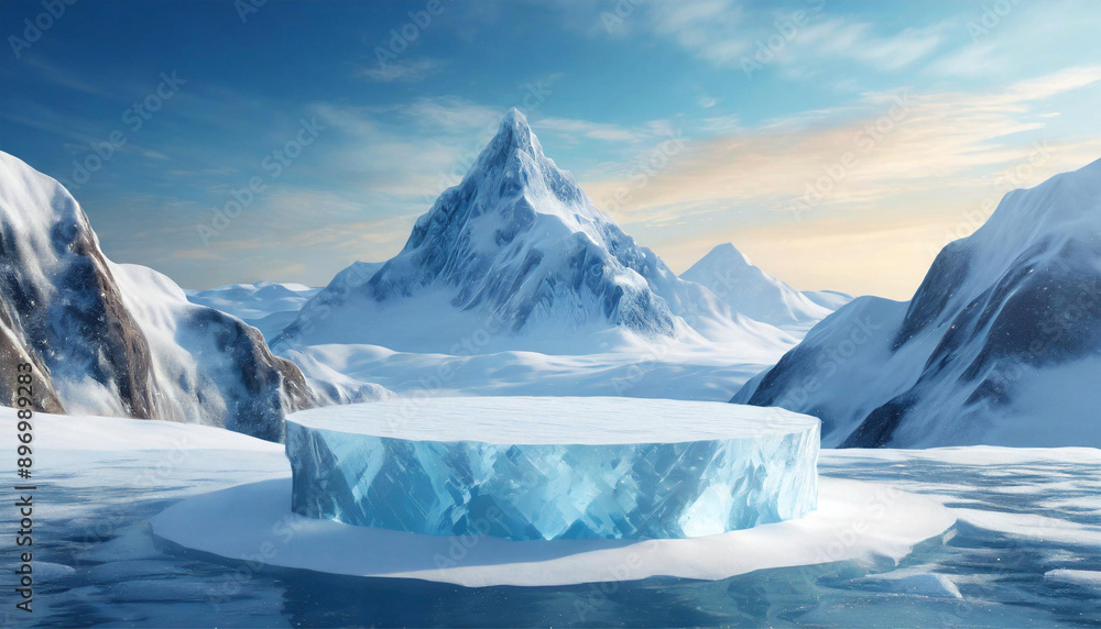 ice background podium cold winter snow product platform floor frozen ...