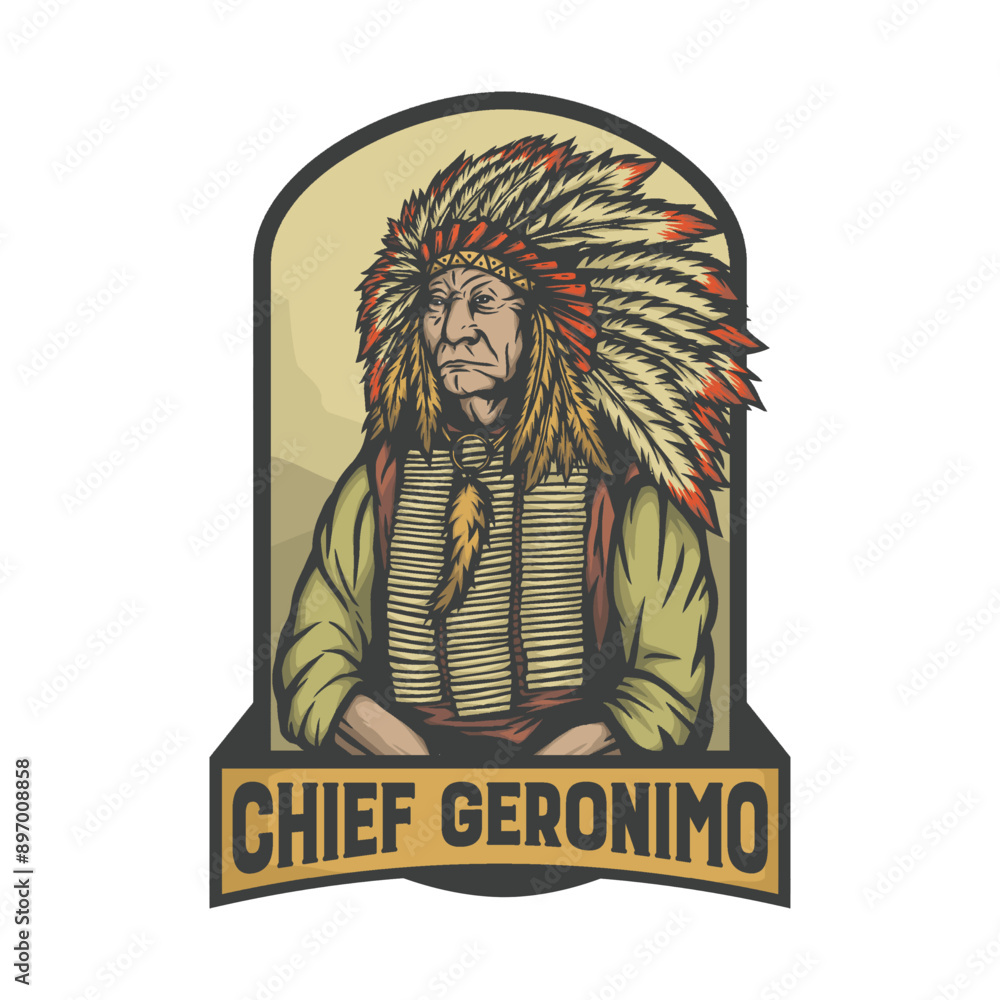 chief geronimo as a leader of indian in signature pose Stock Vector ...