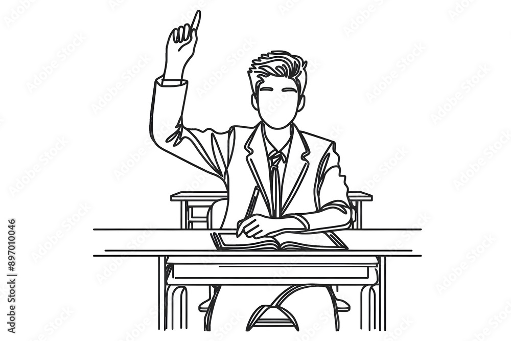 continuous single line drawing of a group of high school student ...