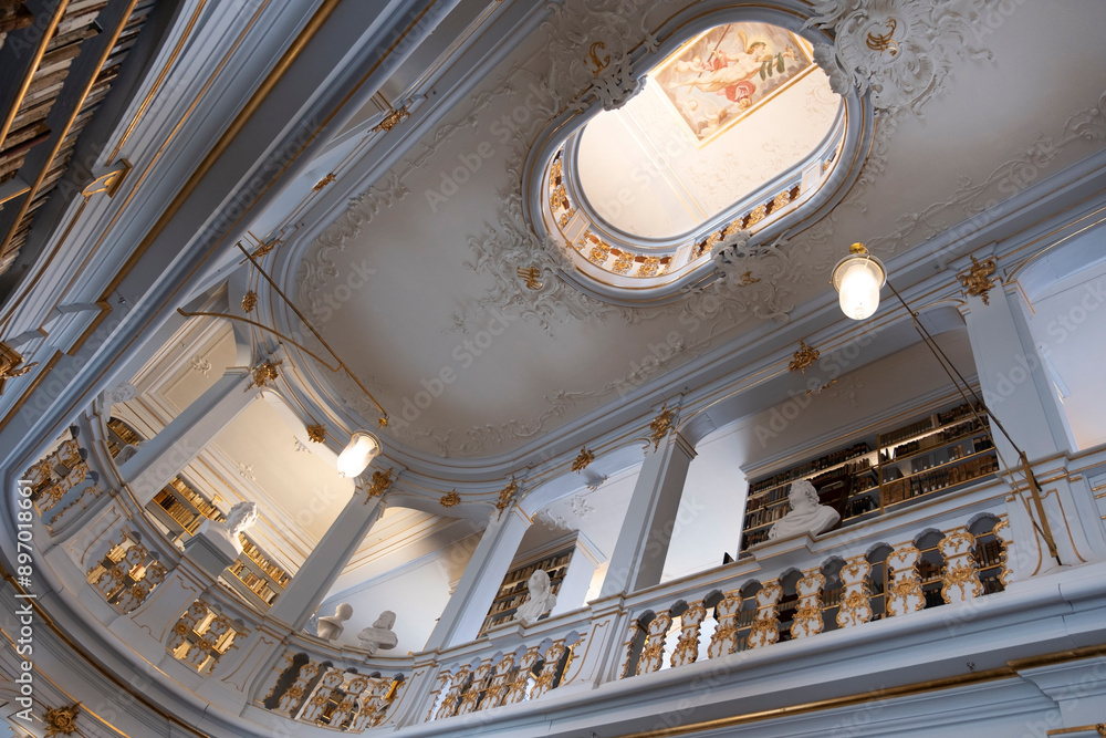 Interior Duchess Anna Amalia Library with Rococo hall, central aisle in ...
