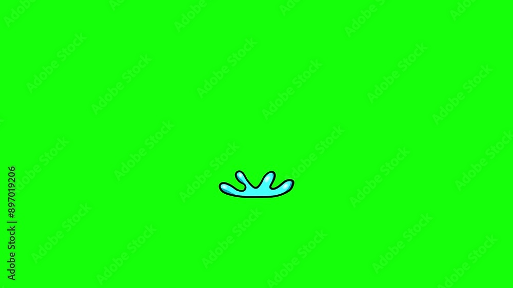 Cartoon big water rain drop outline green screen. Drop animated with ...