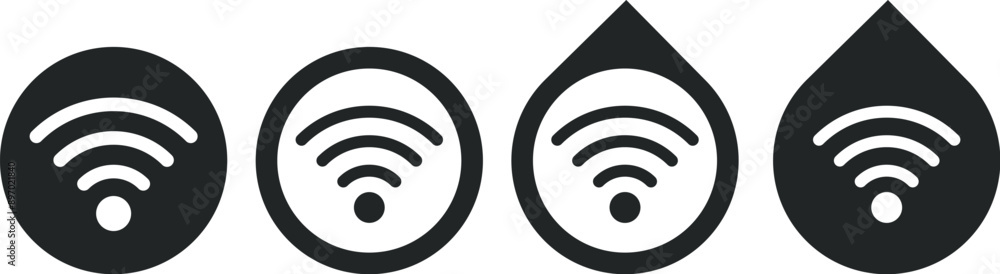 Wi-Fi Signal Icons Collection. Wireless Network Symbols Set. Wireless Internet Signal Icons. Wi ...