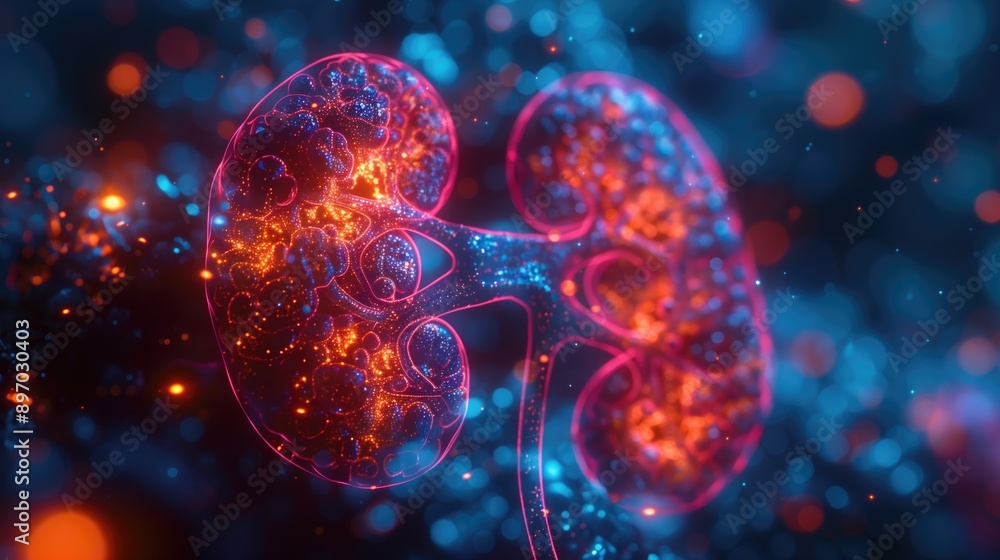 Kidney Disease: A detailed view of kidneys showing the effects of ...