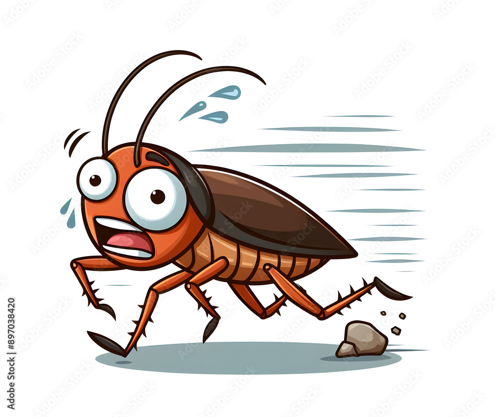 vector running scared cockroach cartoon vector illustration isolated on ...