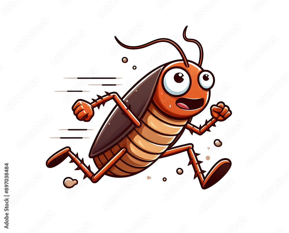 vector running scared cockroach cartoon vector illustration isolated on ...