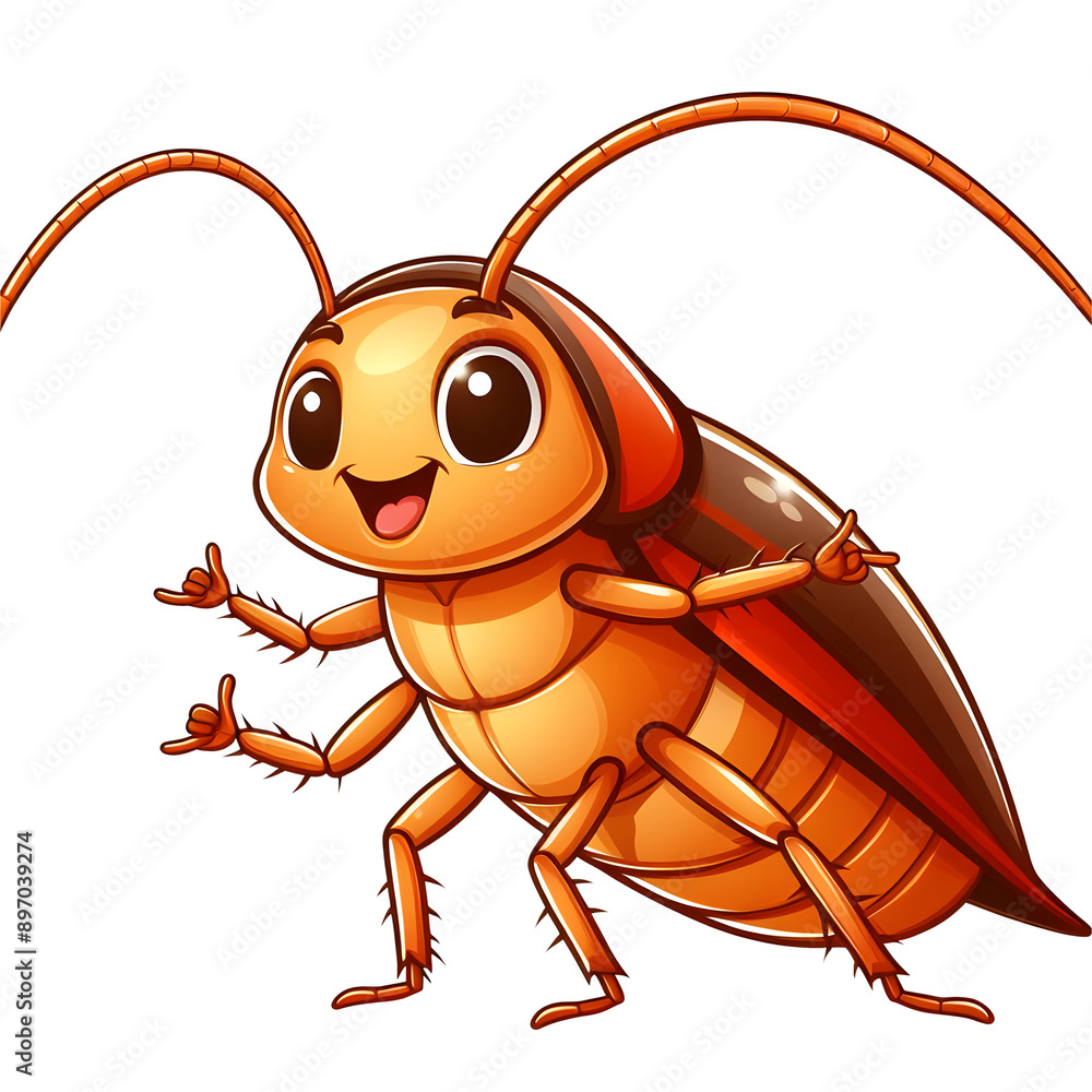 Cute smiley Cockroach 2d cartoon illustration isolated on a transparent ...