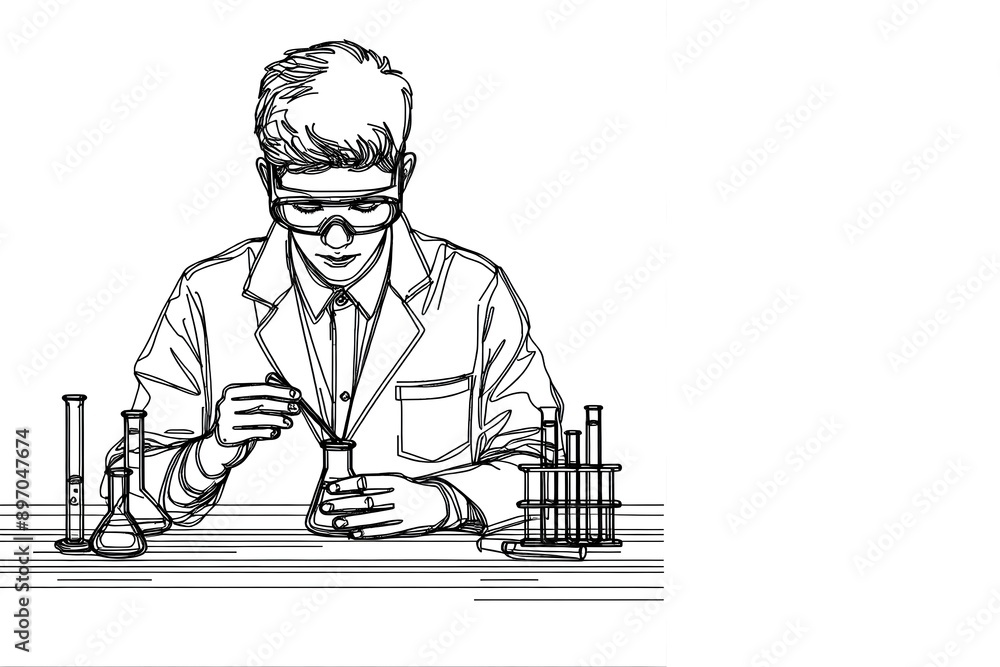 continuous single line art drawing of a college student conducting ...