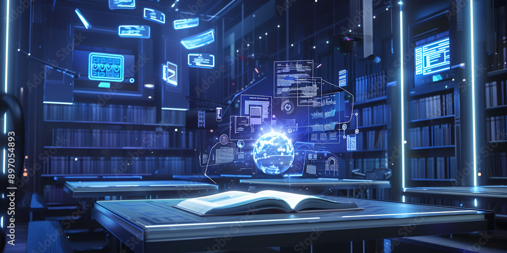 fiber optics background with lots of light spots, Open Book with ...