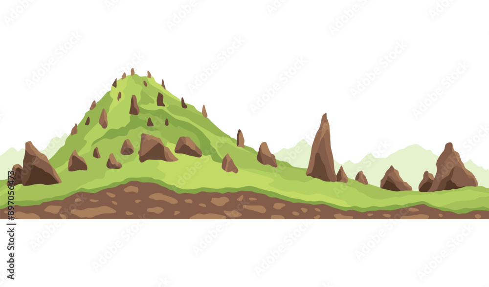 Game landscape. Cartoon design nature. Landscape of soil section ...