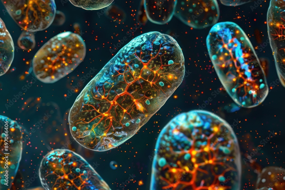 Photo & Art Print Microscopic view of mitochondria in plant cells ...