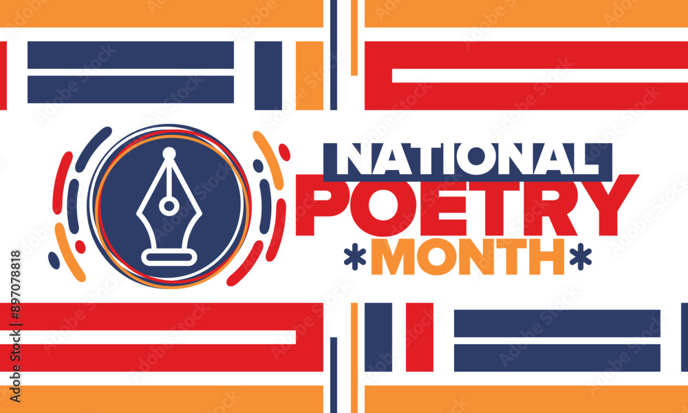 National Poetry Month in April. Poster with handwritten lettering ...