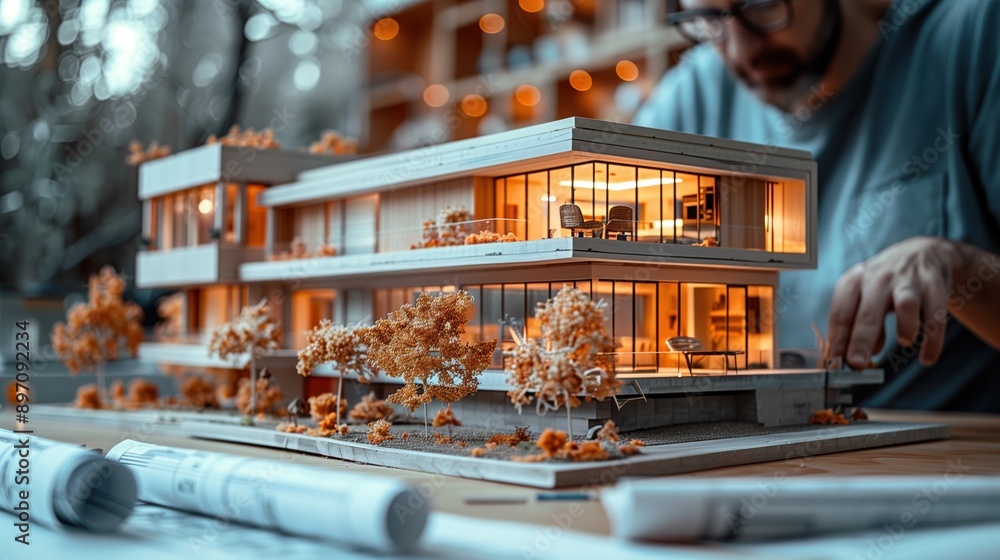 Foto de Architect Building Detailed Modern House Model. Architect ...