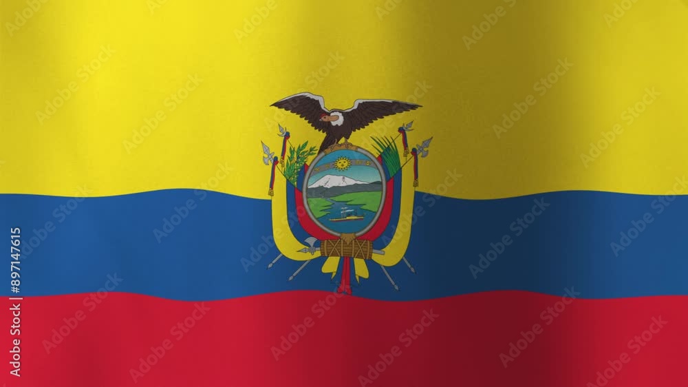 Flag of Ecuador, 4K Seamless Loop Animation. Ecuadorian Flag 3D Flowing ...