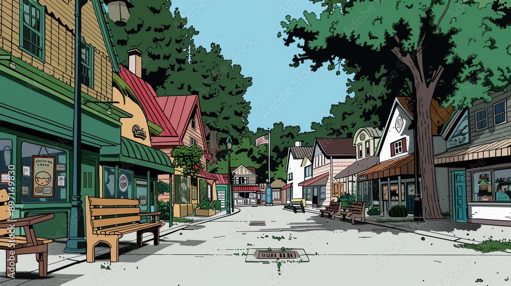 Vintage historic community, historic main street, classic storefronts ...