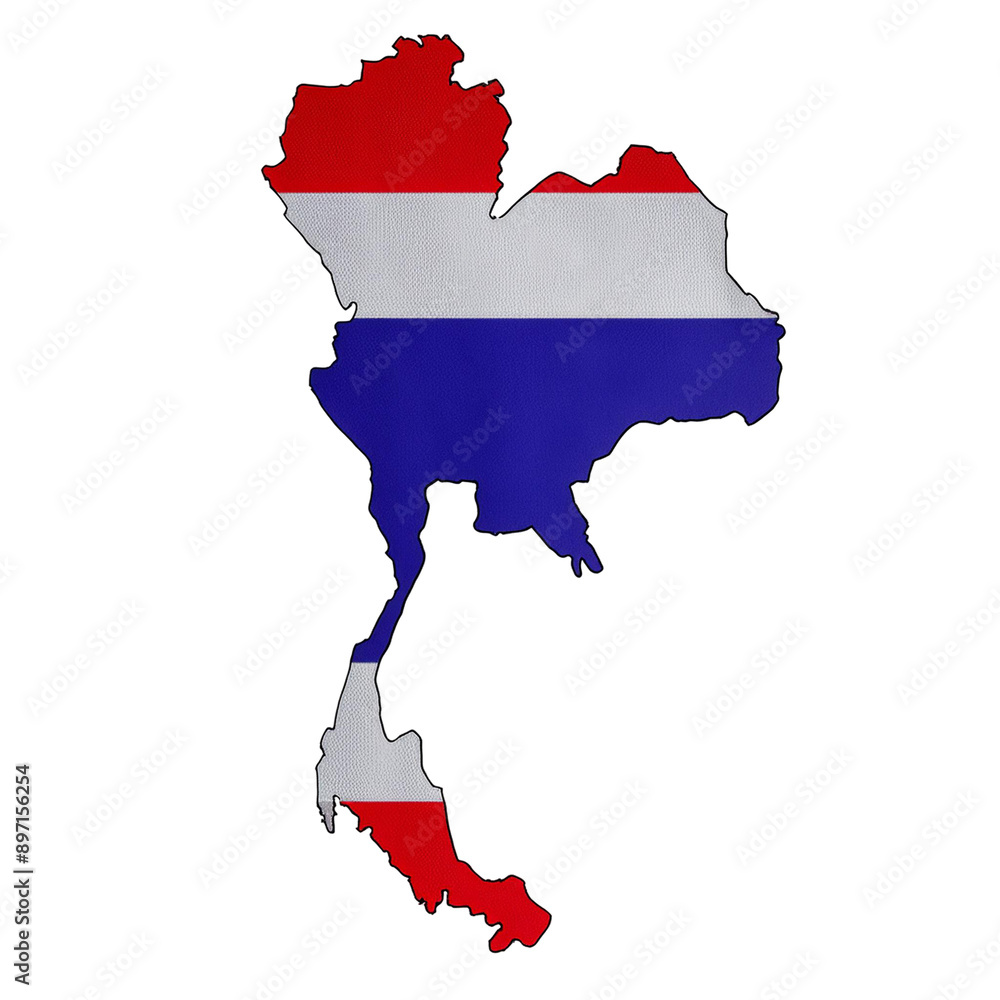 Stylized map of Thailand with its flag colors. Vibrant and colorful ...