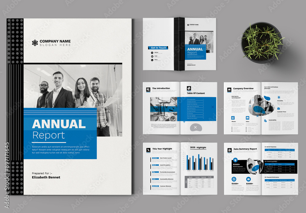 Annual Report Template Layout Stock Template | Adobe Stock