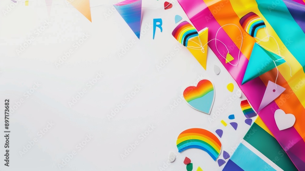A vibrant and celebratory scene for Pride Month with rainbow colors ...