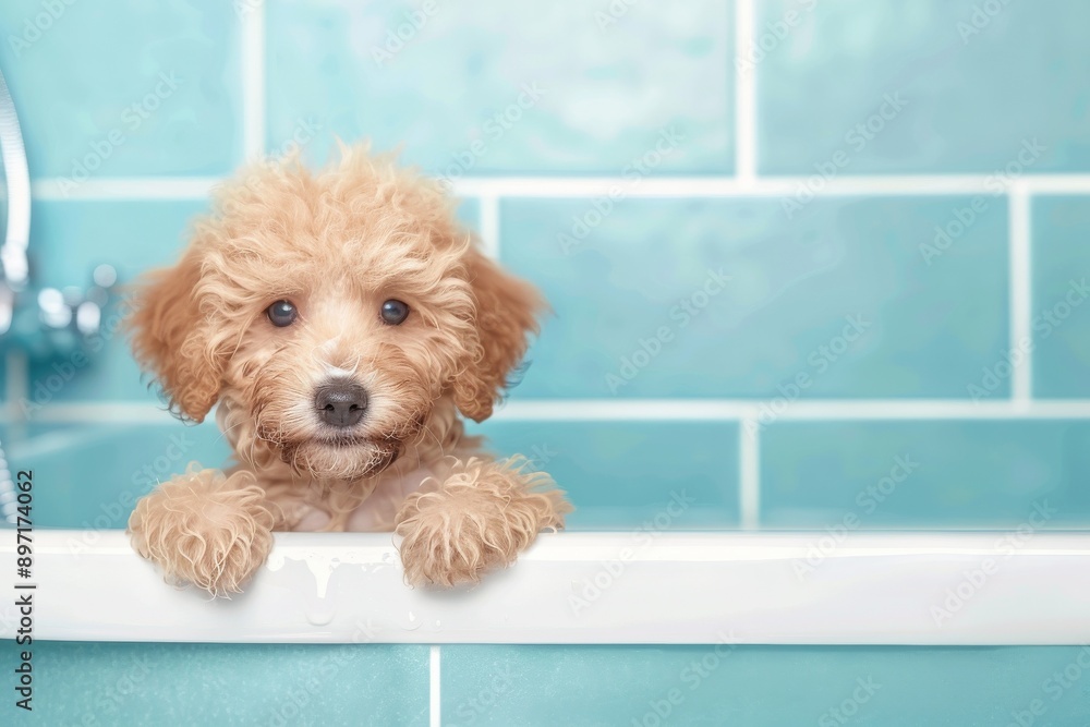 A high-resolution image highlighting a soaking wet dog swimming with ...