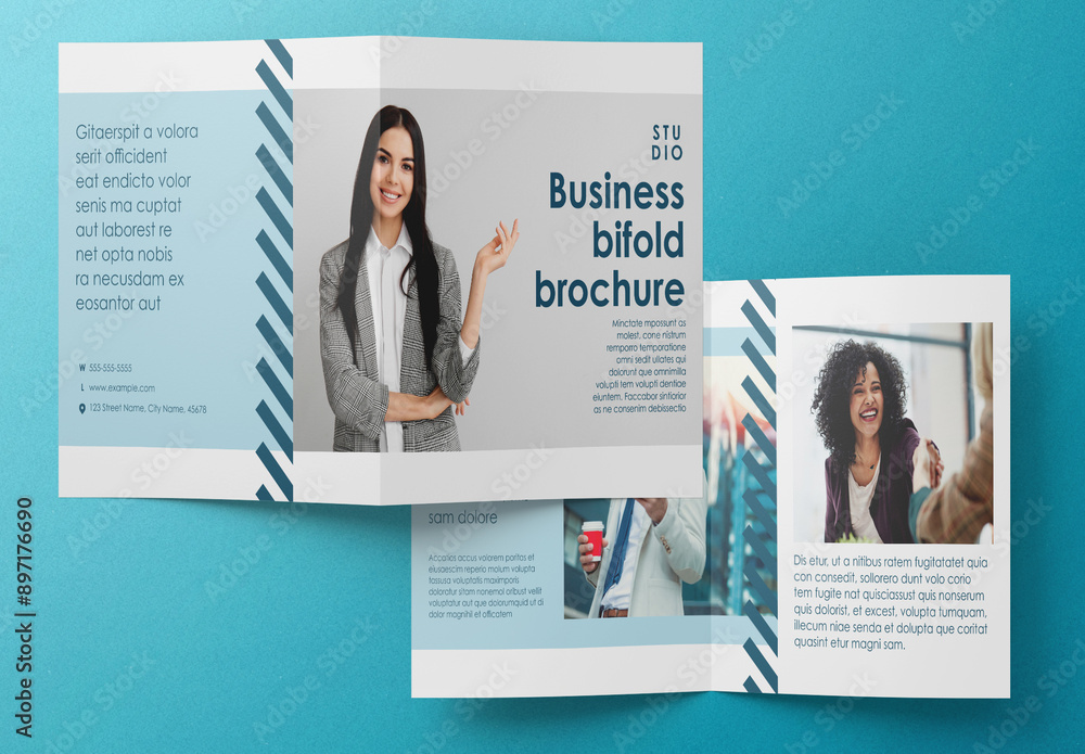 Bi-Fold Business Brochure Layout Stock Template | Adobe Stock