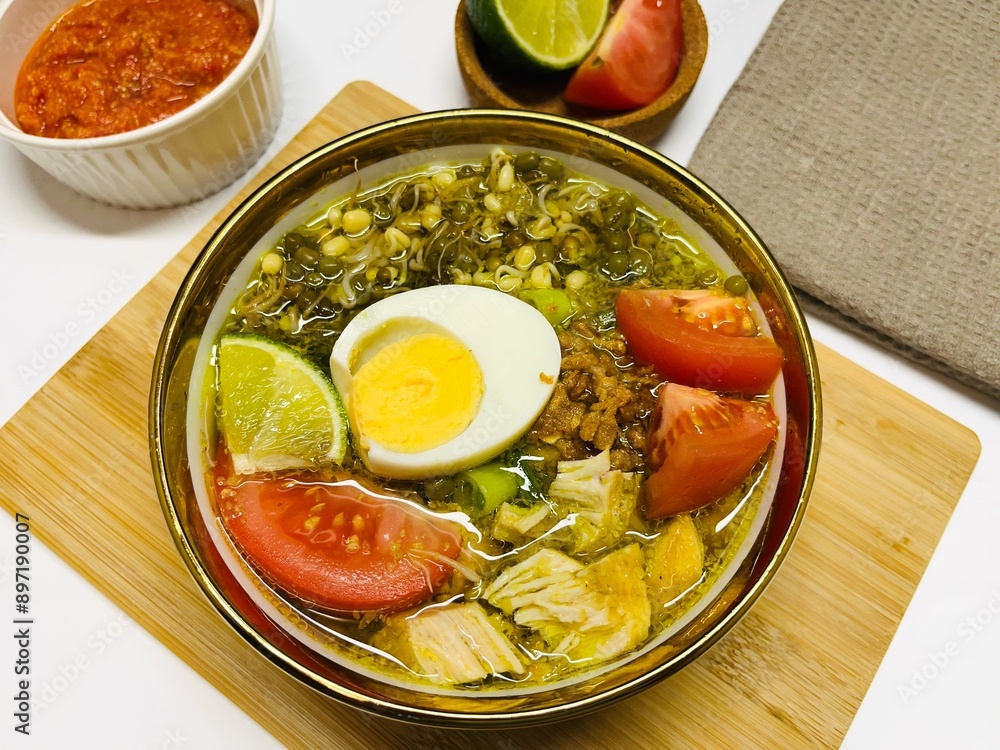 Chicken Soto or Soto Ayam in Indonesia. Soto ayam is a traditional ...