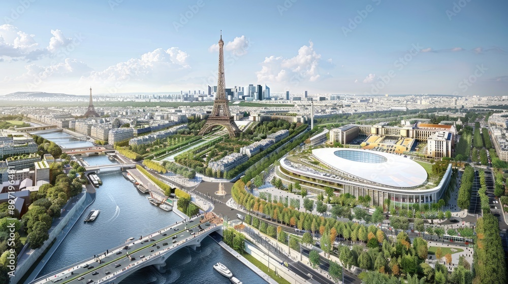Artistic rendering of the Paris 2024 Olympic venues integrated with ...